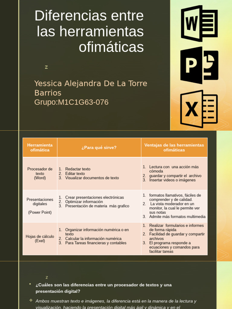 Diferencias Herramientas Ofimáticas | PDF | Información | Software