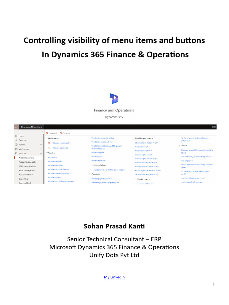Controlling Menu Items in D365 F&O | PDF | Software Engineering | System Software