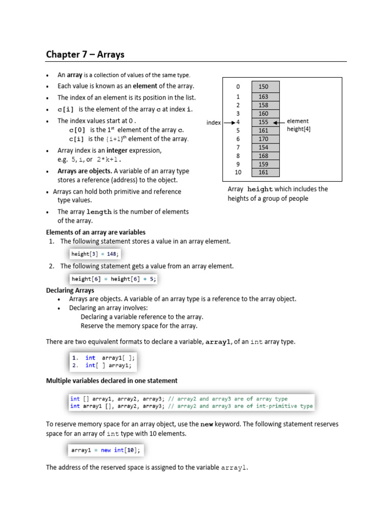 Chapter 07 - Arrays | PDF | Parameter (Computer Programming) | Method ...