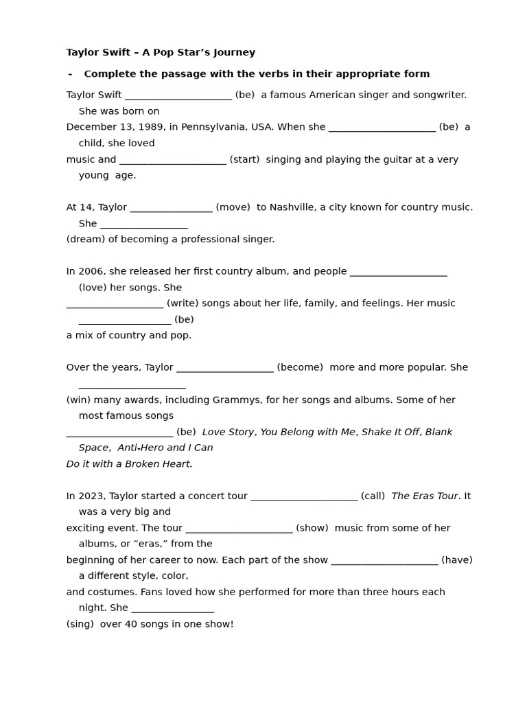 Taylor Swift - A Pop Star's Journey | PDF | Taylor Swift | Country Music