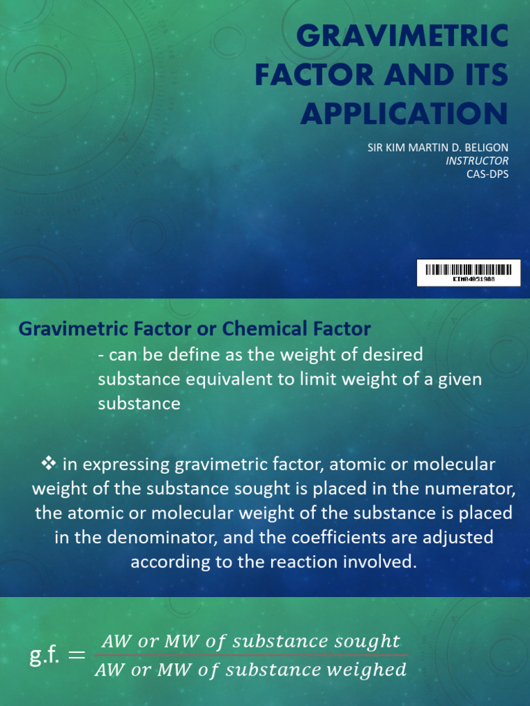 Gravimetric Factor and Applications | PDF | Mole (Unit) | Chemical ...