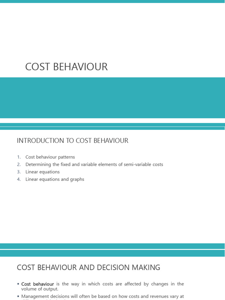 Chapter 3 B Cost Behaviour | PDF | Behavior | Equations