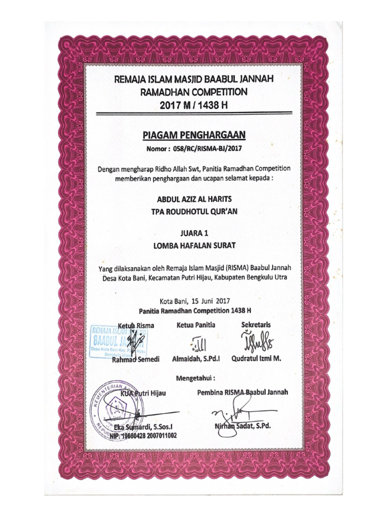 Remaja Islam Masjid Baabul Jannah | PDF