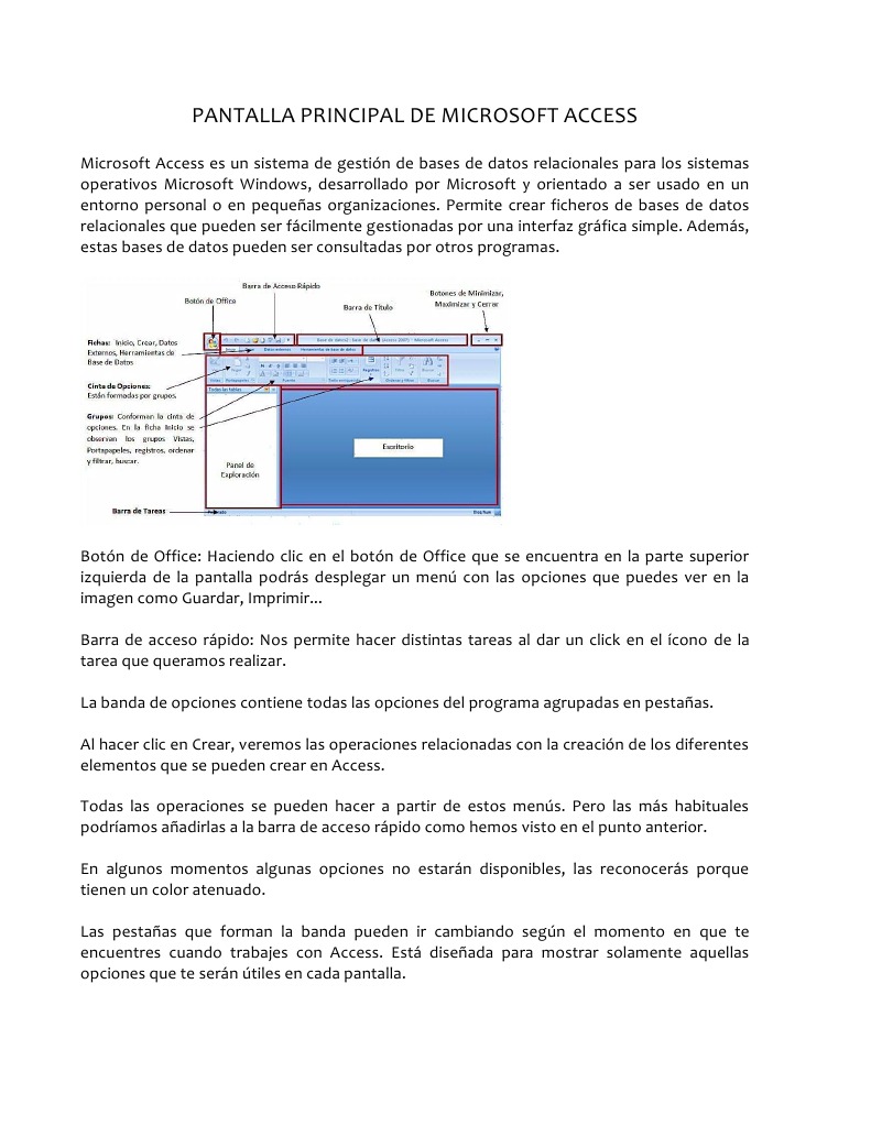 Pantalla Principal de Microsoft Access | PDF | Point and Click | Tabla ...