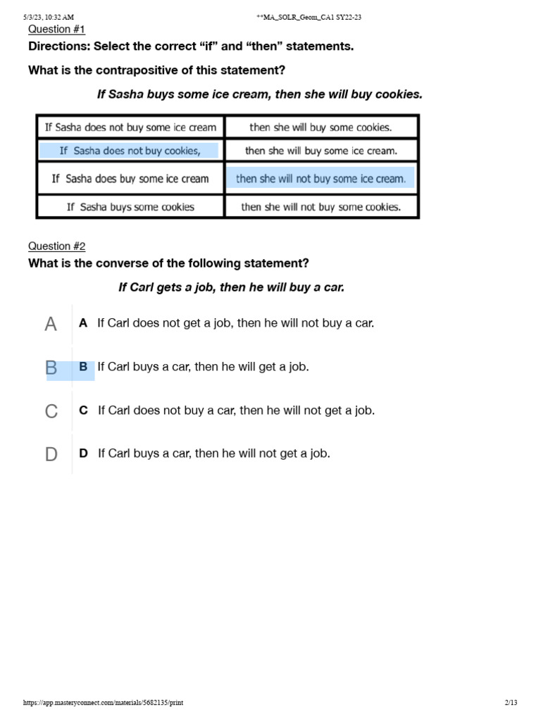 Logic and Geometry Practice Questions | PDF | Elementary Geometry ...