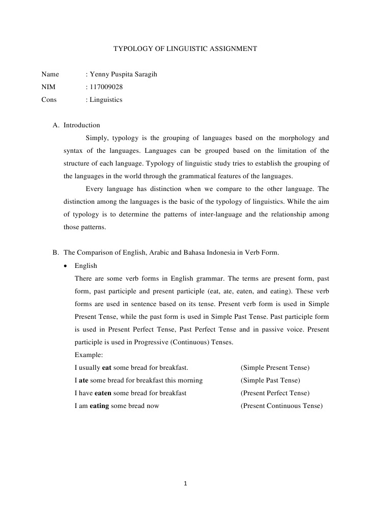 Typology of Linguistic Assignment | PDF | Grammatical Tense | Perfect ...