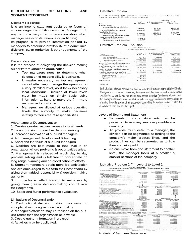 decentralized operations | PDF | Profit (Economics) | Decision Making