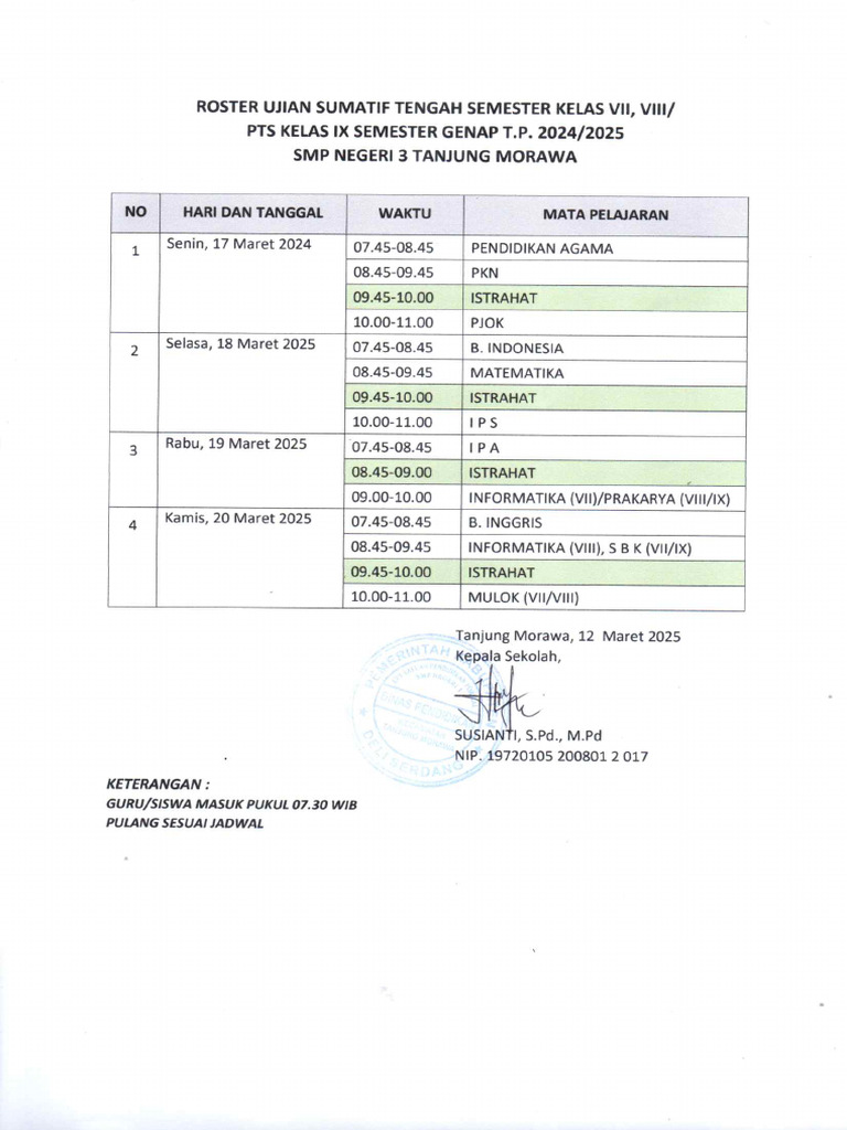 Roster PTS Genap TP 2024.2025 | PDF