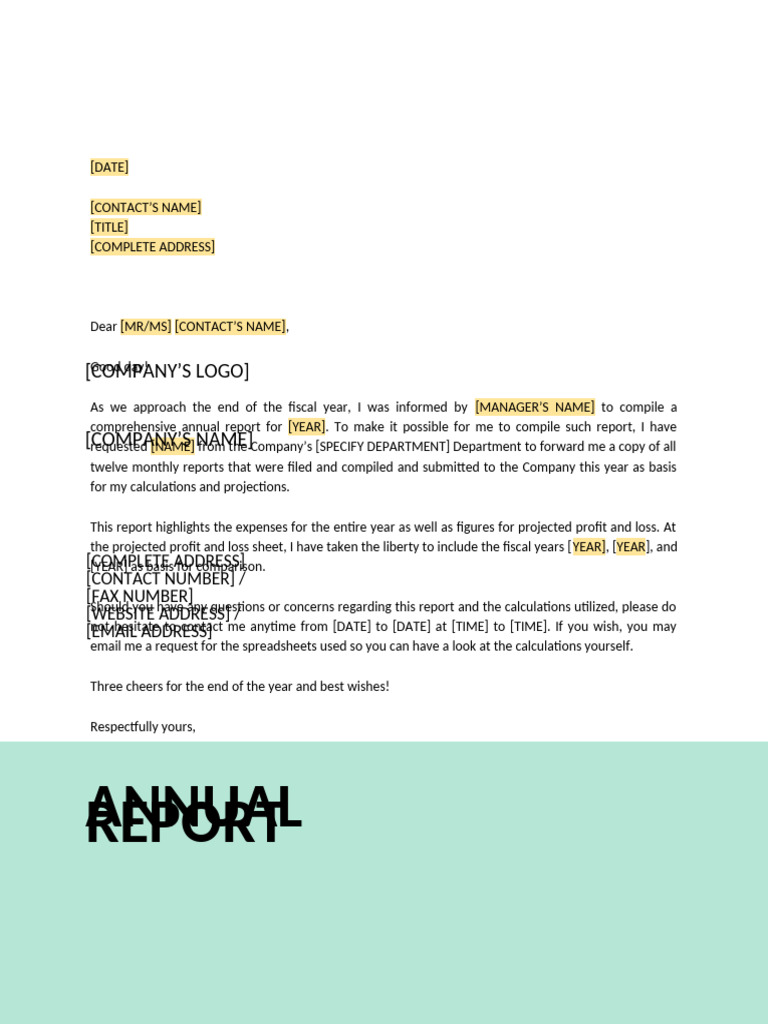 Simple Annual Report Template | PDF | Expense | Gross Margin