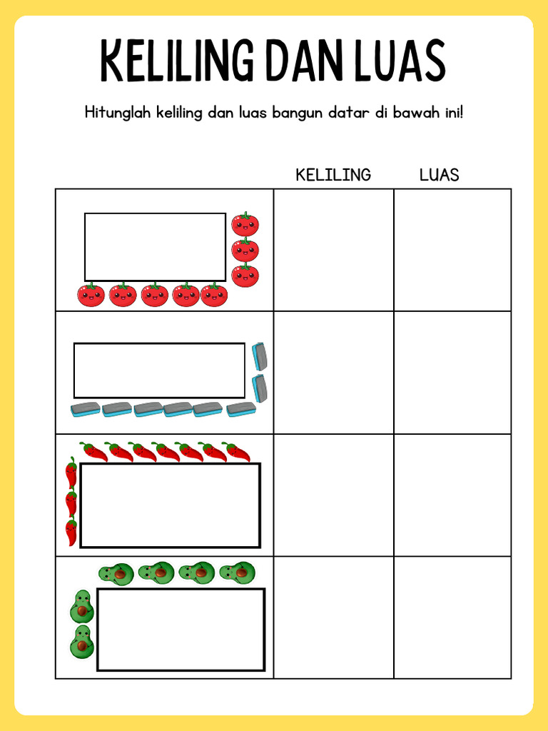 Hitung Luas Dan Keliling Bangun Datar Lembar Kerja Kuning Minimalis | PDF