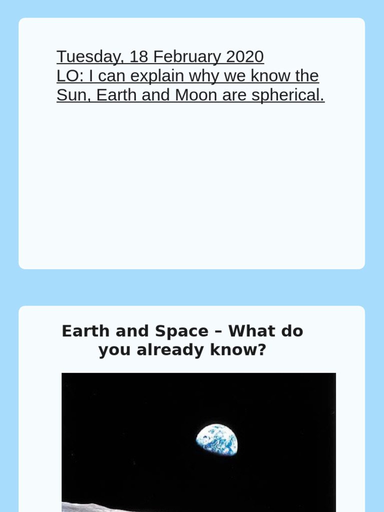 Week 2 - Earth and Space Plan Powerpoint 2 | PDF
