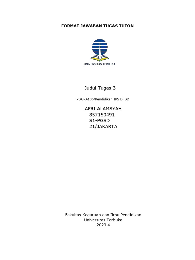 Format Jawaban Tuton IPS TUGAS 3 | PDF