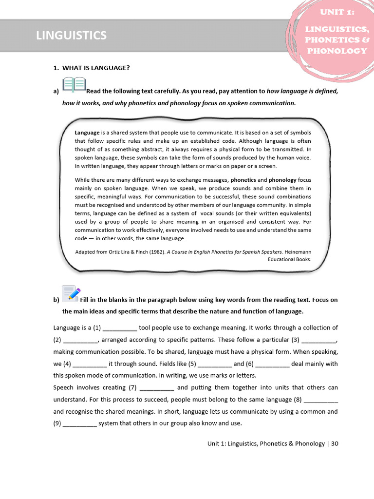 Unit 1 Linguistics Phonetics Phonology | PDF | Linguistics | Phonetics
