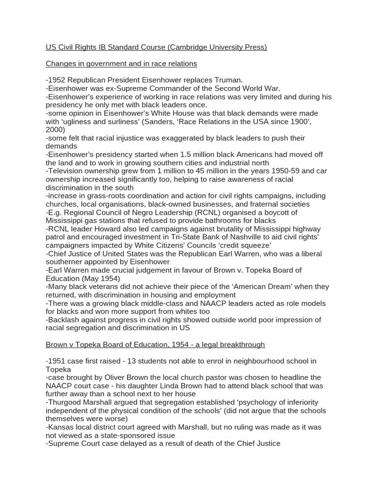 US Civil Rights - IB Standard Notes | PDF | Civil Rights Act Of 1964 ...