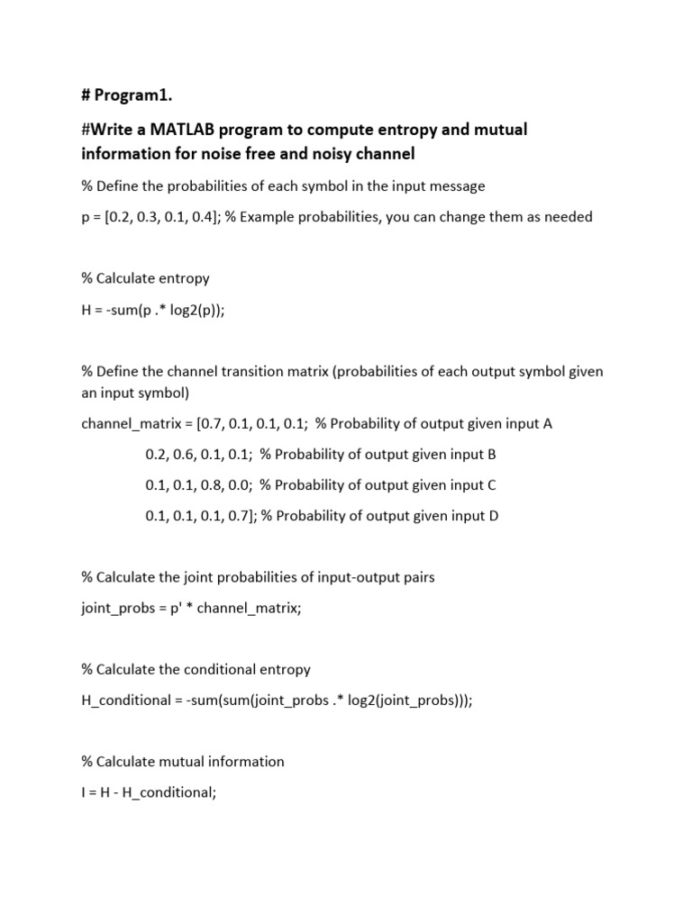 ITC Lab Mannual Using MATLAB Programs | PDF | Data Compression | Code