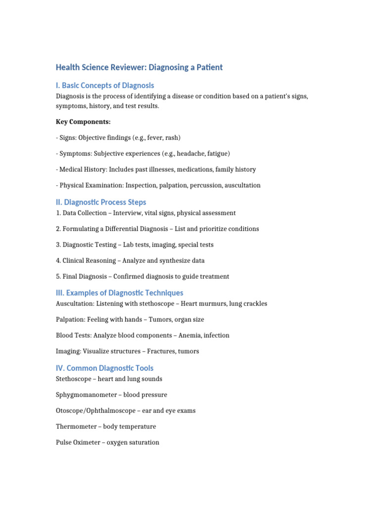 Health Science Reviewer Diagnosing Patient | PDF