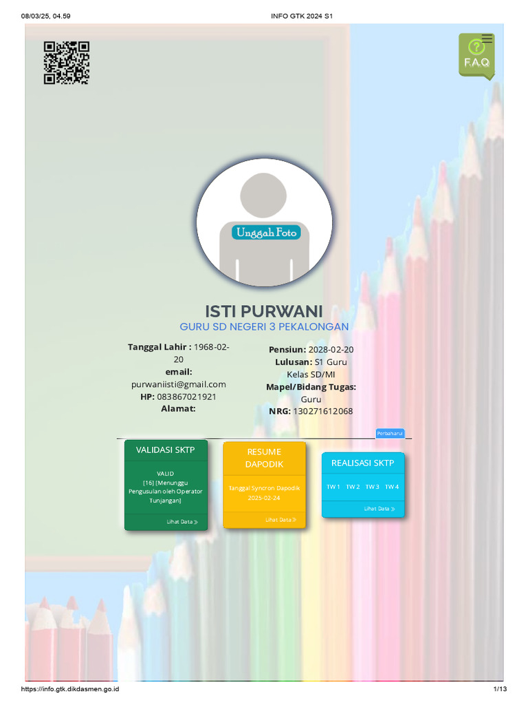 Data Guru Isti Purwani dan Tunjangan Profesi | PDF