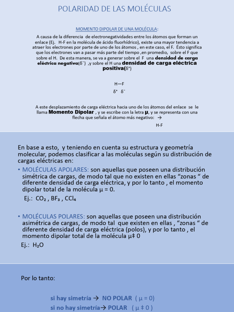 Polaridad de Las Moléculas | PDF | Polaridad química | Física Química