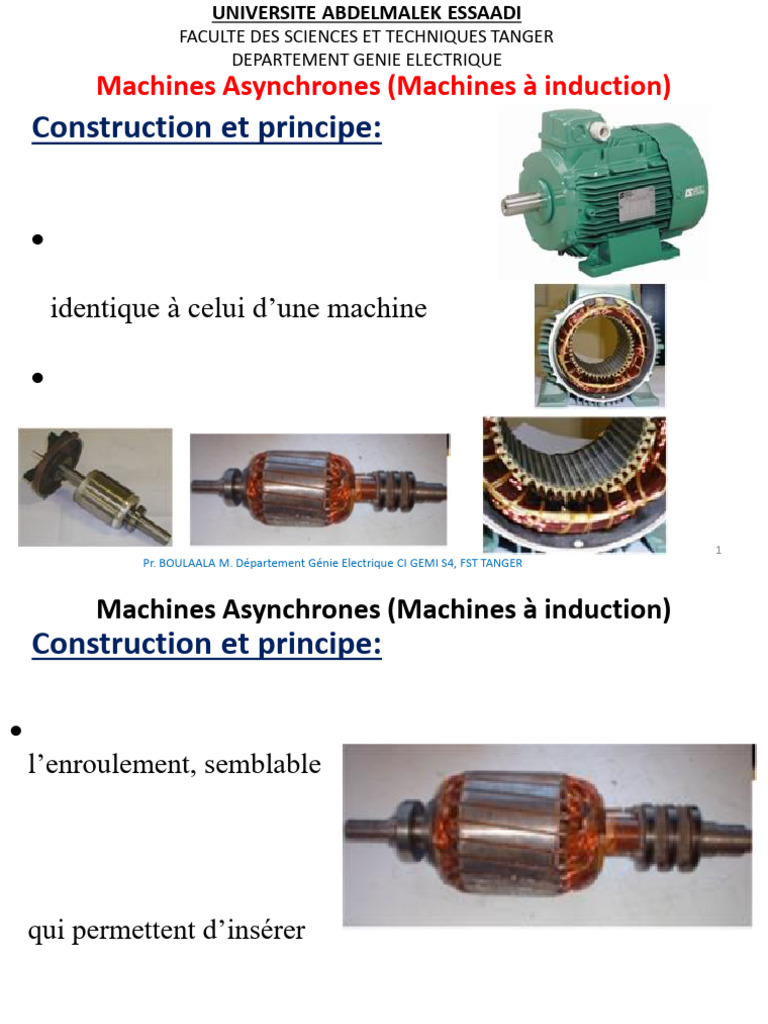 Machines Asynchrones : Construction et Principe | PDF ...