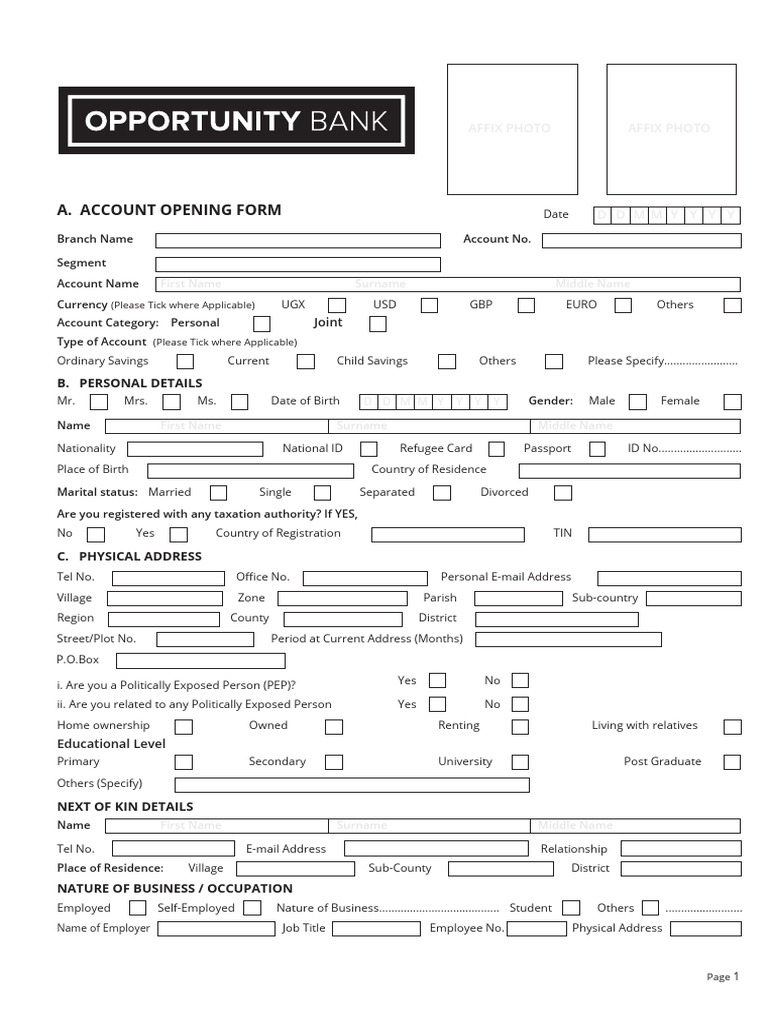 Account Opening Form 17 1 1 1 1 | PDF | Banks | Credit