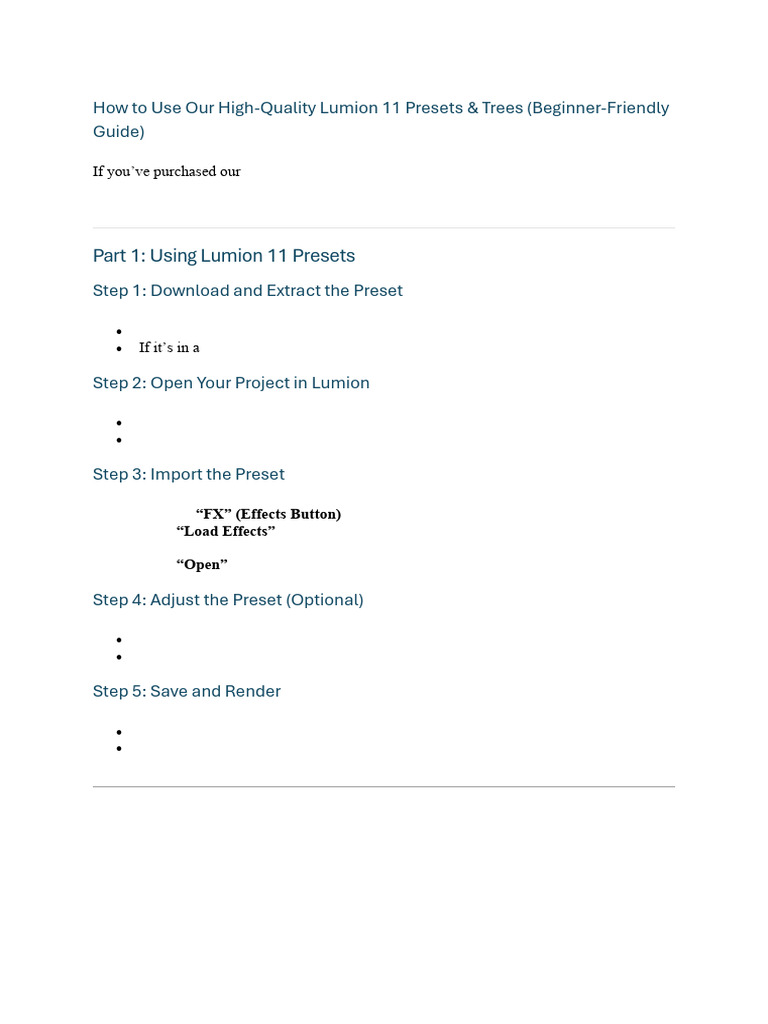 Tutorial PDF For Lumion 11 Preset Bundle | PDF
