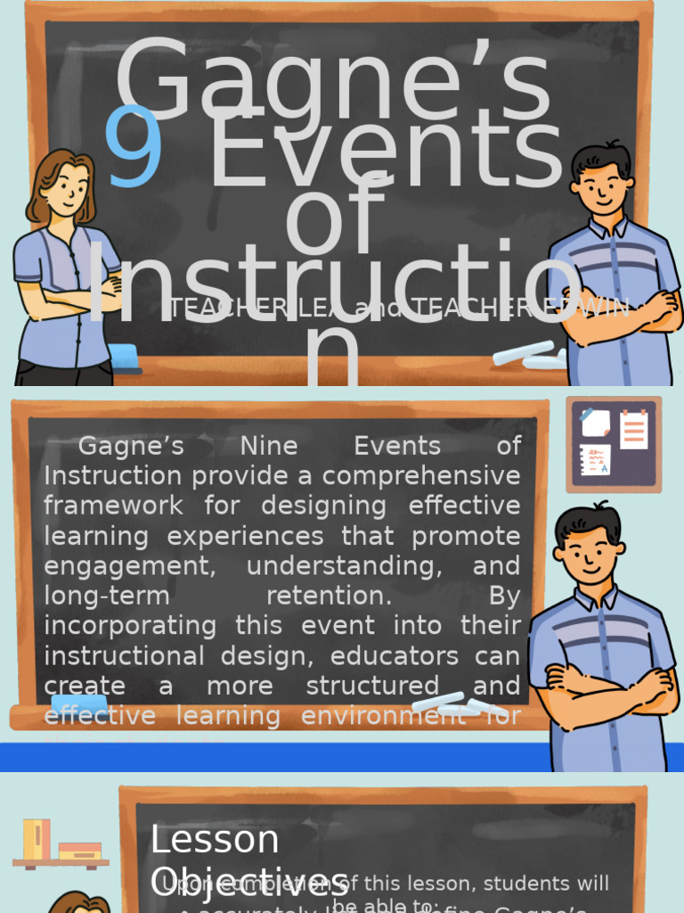 Gagne's 9 Events of Instruction (Diagbel and Tapucol) | PDF | Learning | Educational Assessment