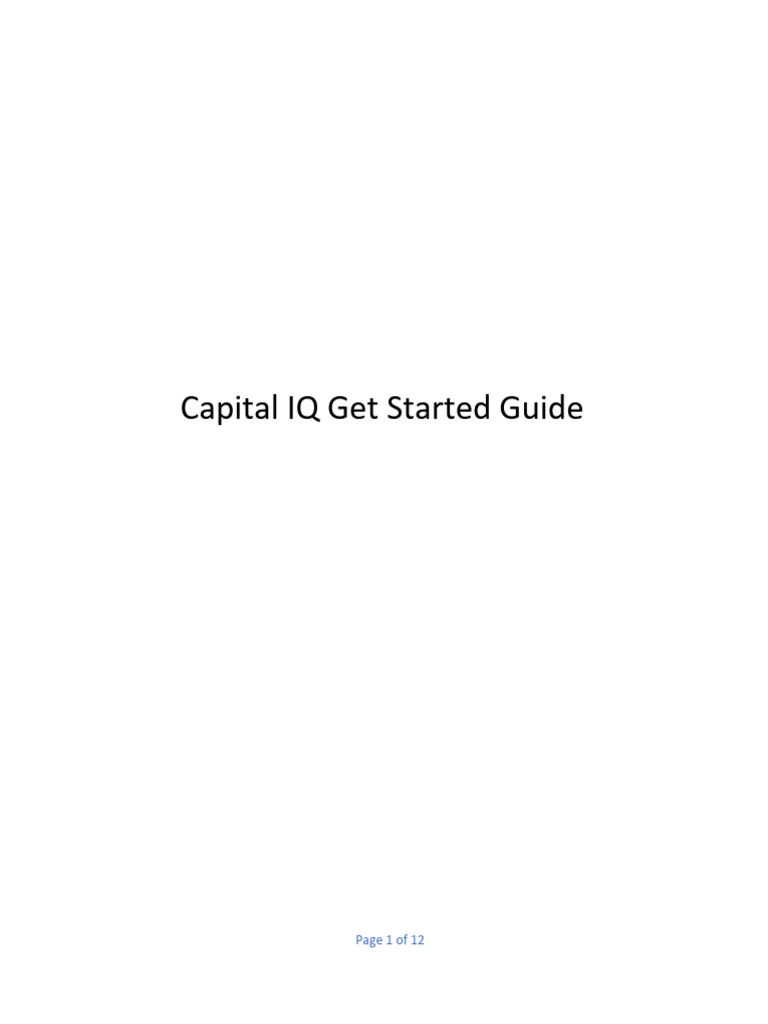 cap_iq_get_started_guide | PDF | Valuation (Finance) | Intelligence ...