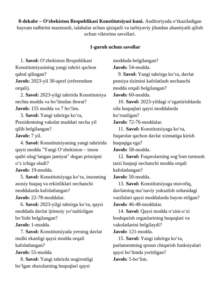 8-Dekabrga Viktorina | PDF