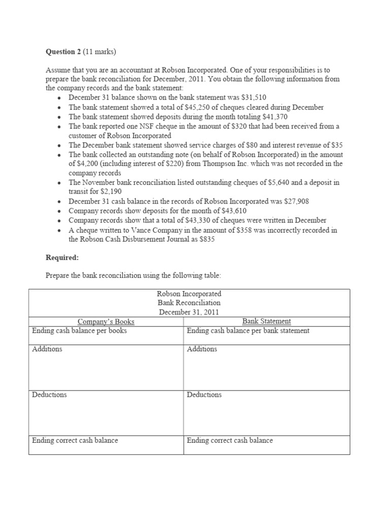 Bank Reconciliation Example 1 | PDF