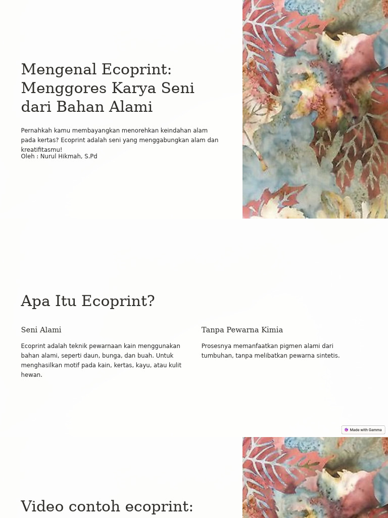 Mengenal Ecoprint Menggores Karya Seni Di Alam Nurul Hikmah | PDF