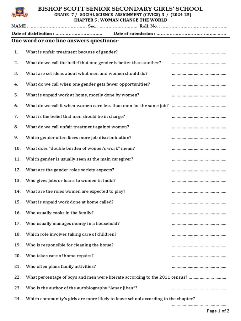 G 7 SOCIAL SCIENCE Worksheet - 3 G-7 | PDF | Identity Politics | Social Policy