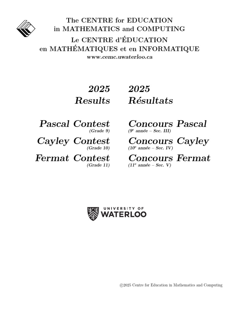 2025 Fermat Contest Results | PDF | Schools