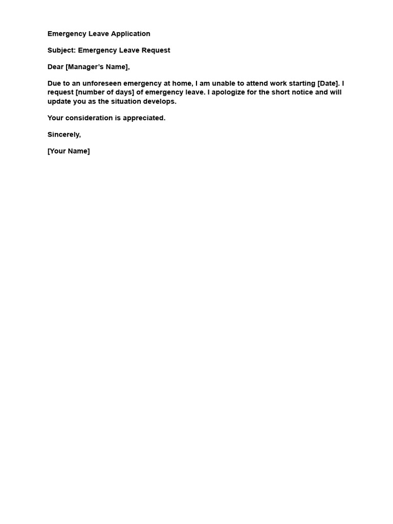 Emergency Leave Application 4 | PDF