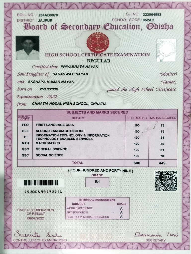 10th Marksheet | PDF