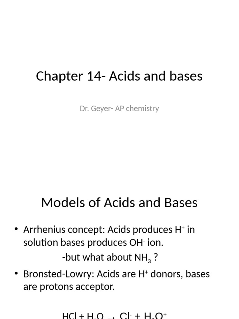 Chapter 14-Acids and Bases | PDF | Acid | Dissociation (Chemistry)