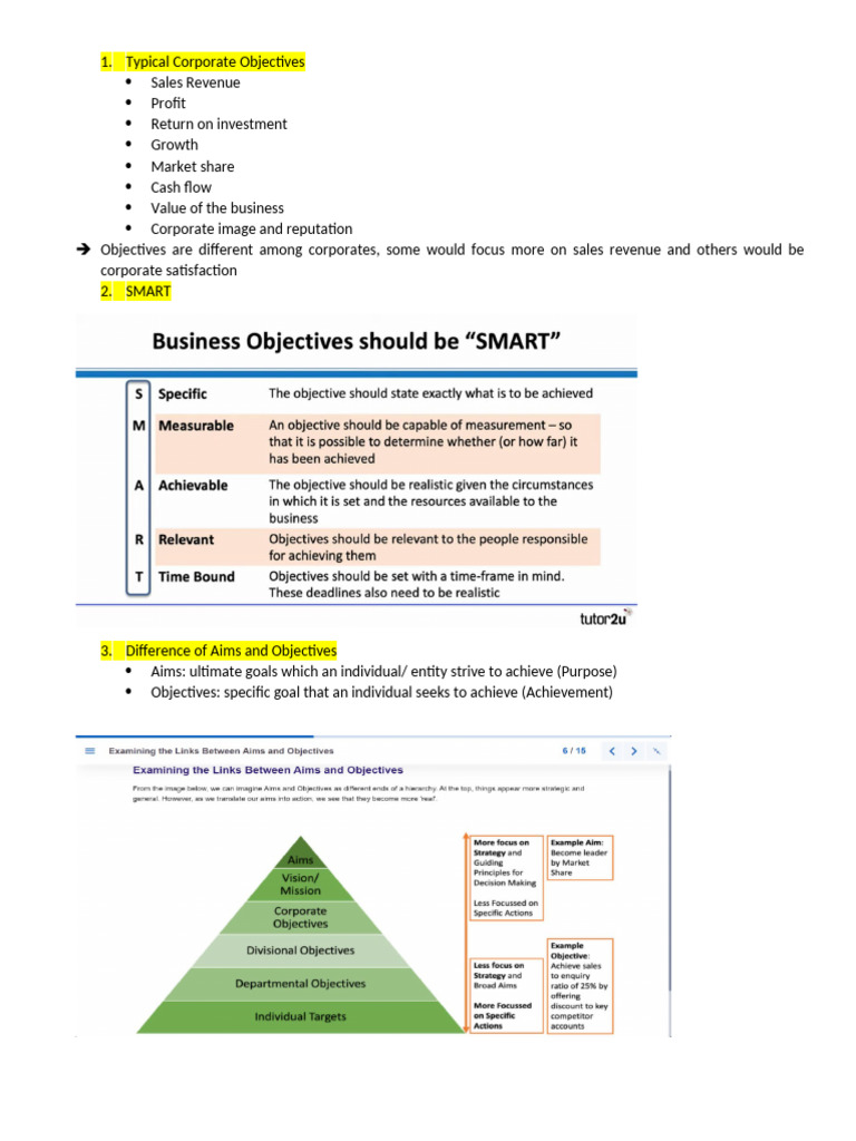 Corporate Aims and Objectives Explained | PDF | Business | Wii