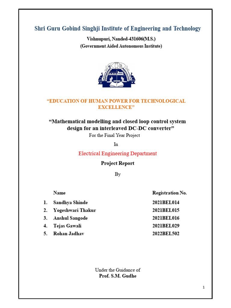 Final Year Project Black Book Print | PDF | Nonlinear System | Inductance