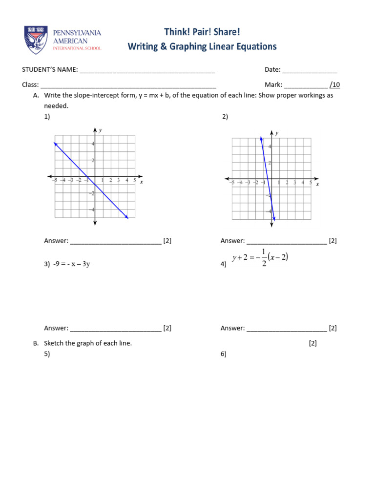 Writing and Graphing Linear Equations | PDF