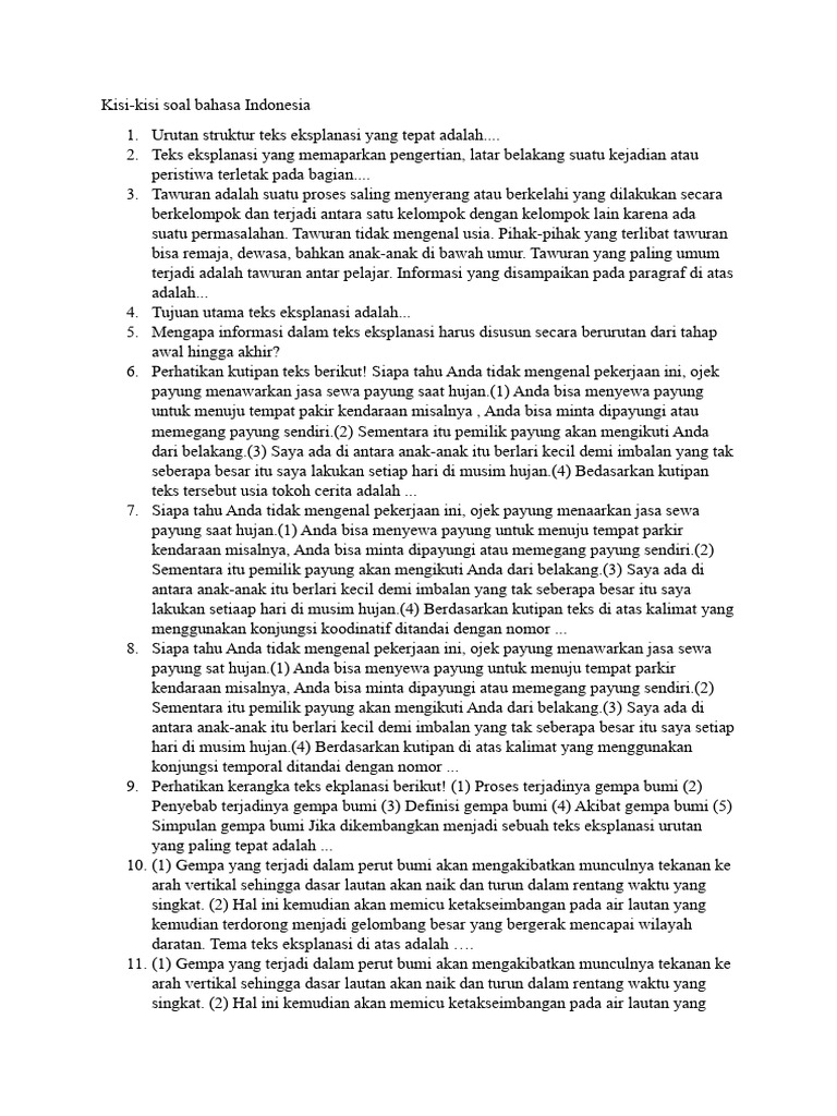 Latihan Soal Pska Kelas 9 Bindo | PDF