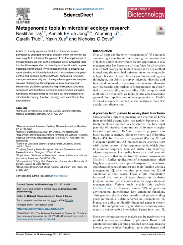 Metagenomics in Microbial Ecology Research | PDF | Dna Sequencing | Virus