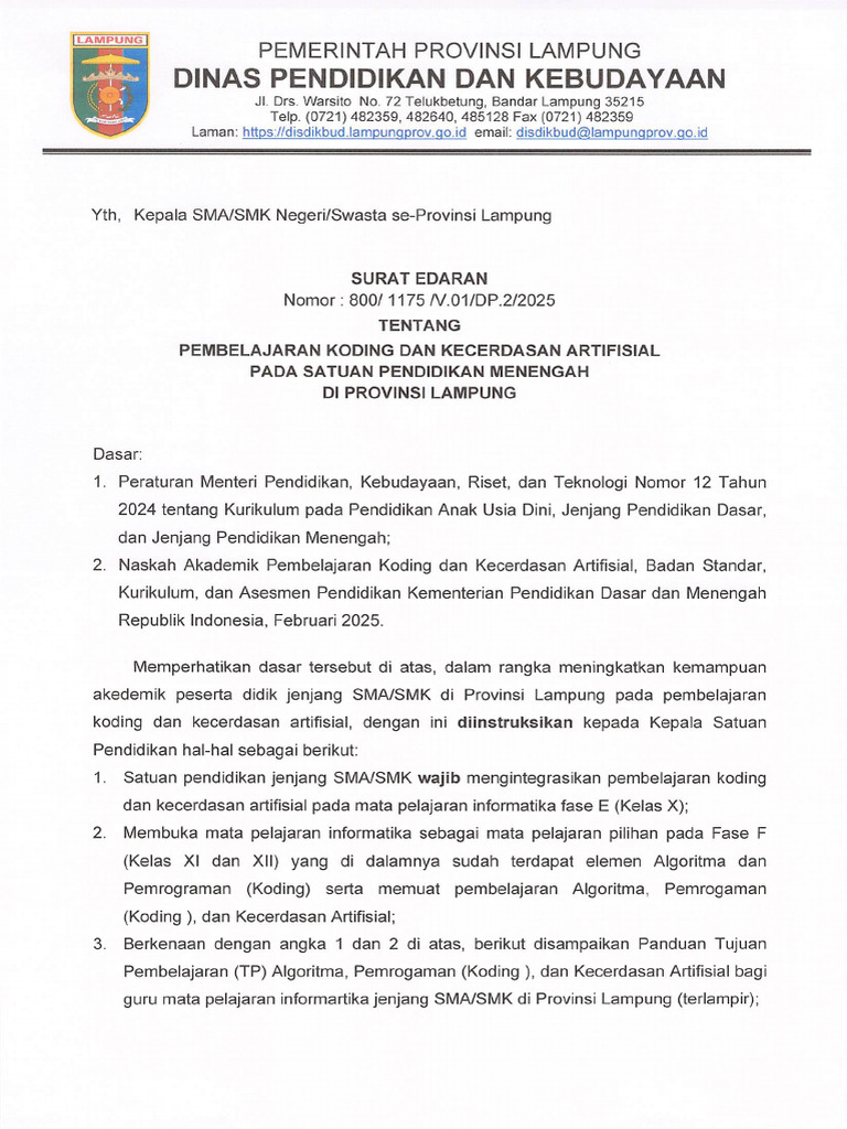 SE Pembelajaran Koding & AI - SMA-SMK | PDF