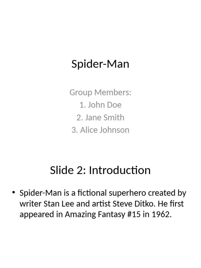 Spider Man Presentation | PDF