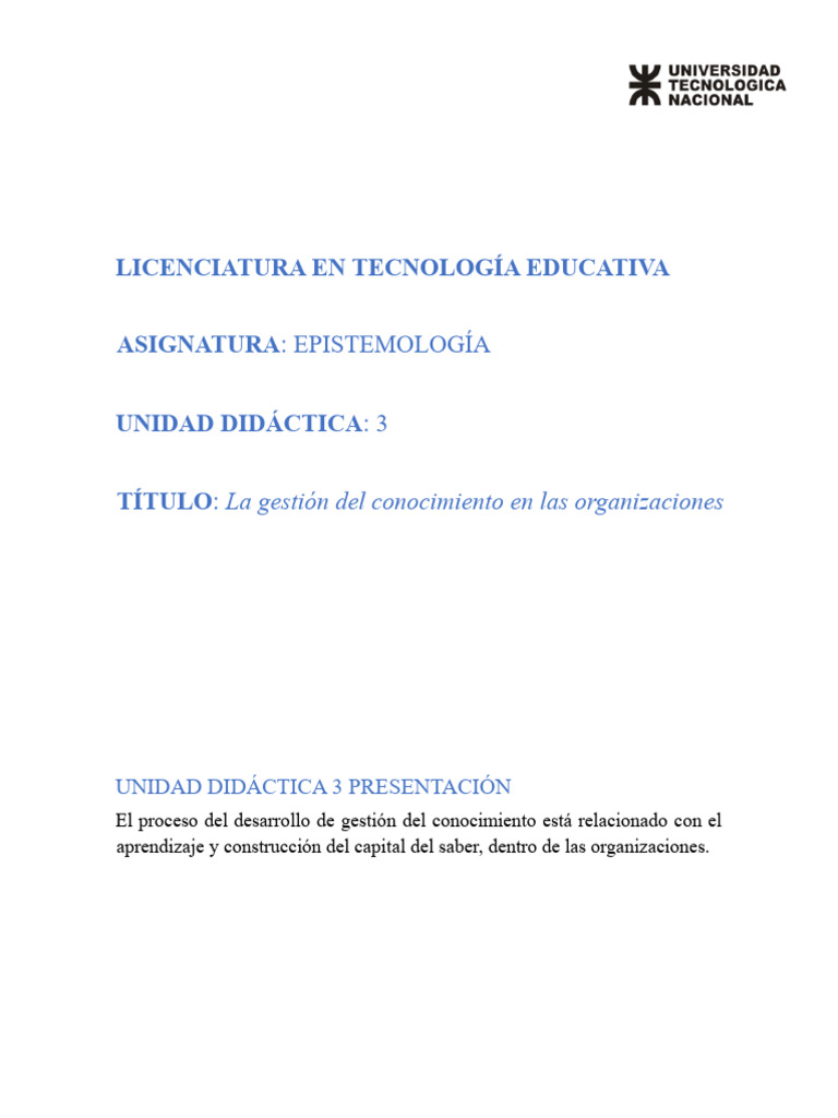 PDF Unidad 3 | PDF | Conocimiento administrativo | Aprendizaje