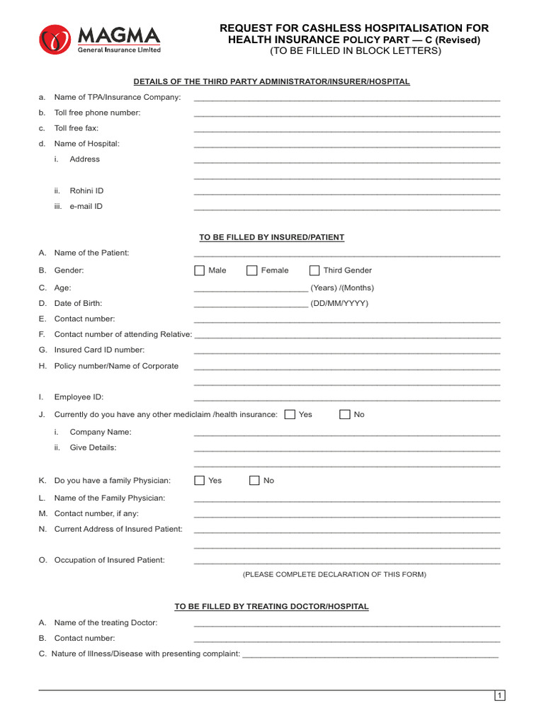 Pre-Auth Form | PDF | Hospital | Insurance