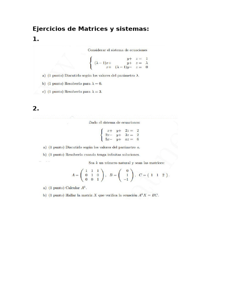Ejercicios Matrices y Sistemas 3 | PDF