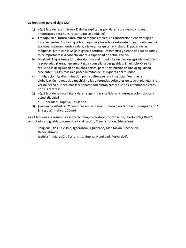 21 Lecciones para El Siglo XXI | PDF