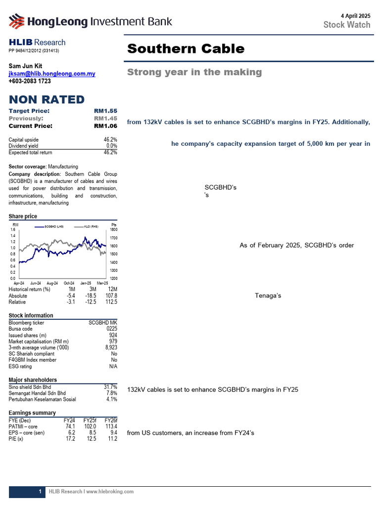 Southern Cable 20250404 HLIB 250413 232826 | PDF | Investing ...