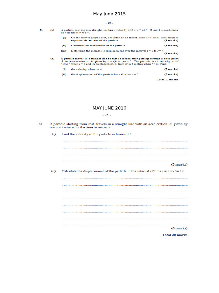 Add Maths Kinematics | PDF