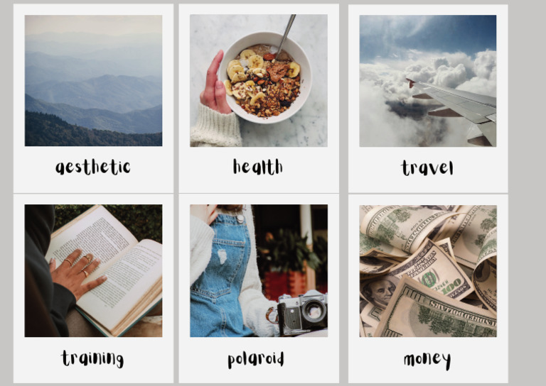 Grey Minimalist Polaroid Photo Collage Vision Board Instagram Story (A4 ...