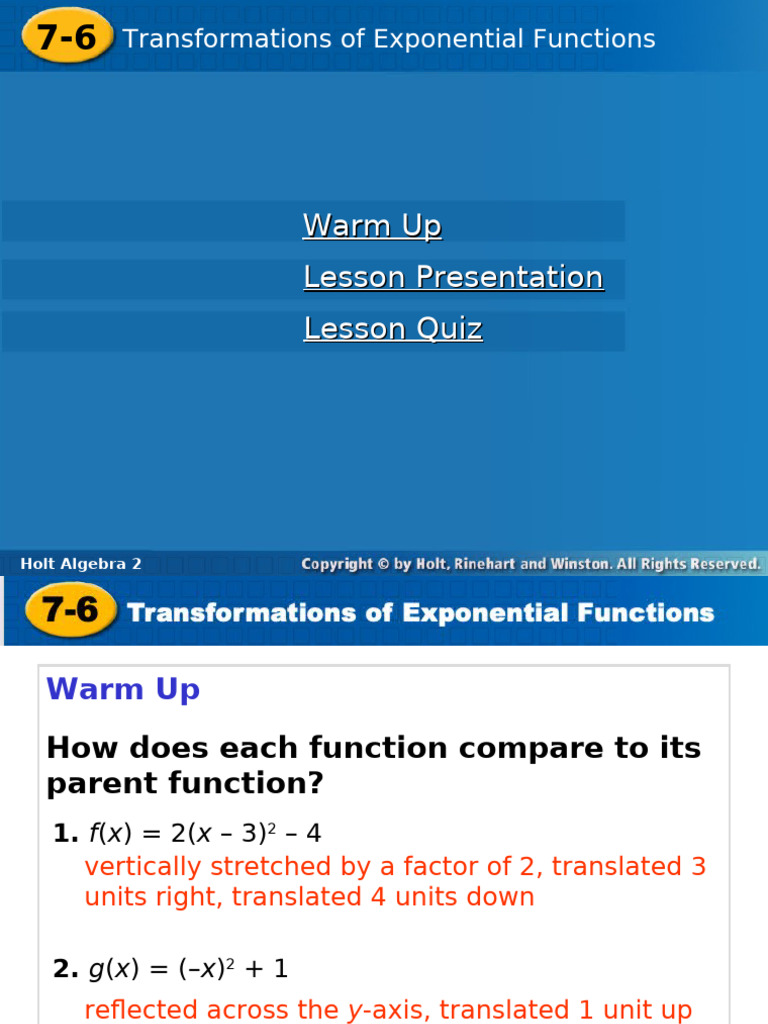 VAP9 - Q4W3 - Transformation of Exponential Functions | PDF ...